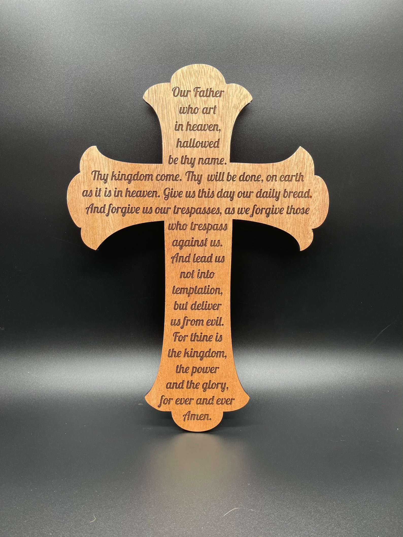 Lords Prayer Engraved Wood Wall Sign Laser Cut Cross With - Etsy