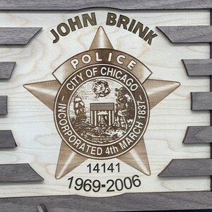 Wood Flags With First Responder Emblems | Wood Engraved Police and Fire ...