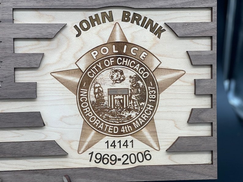 Wood Flags With First Responder Emblems Wood Engraved Police - Etsy