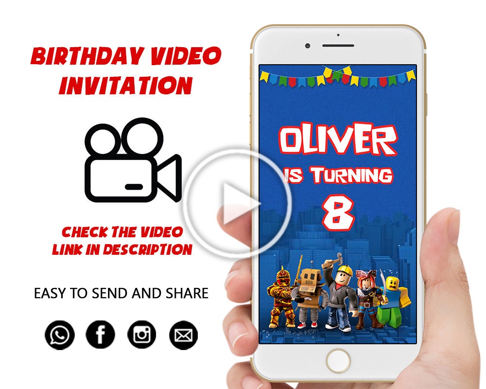 Roblox Video Invitation, Roblox Invitation, Roblox Birthday, Roblox ...