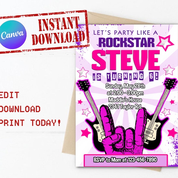 Rockstar Invitation - Etsy