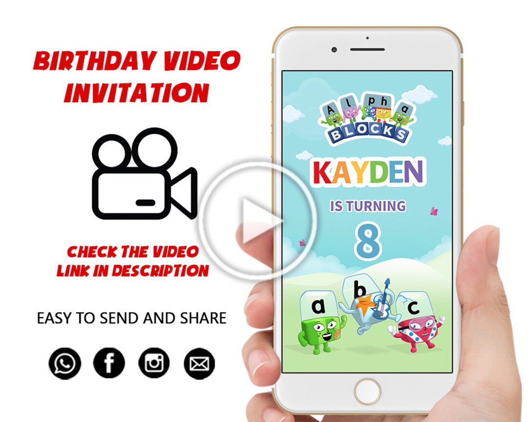 Alphablocks Video Invitation, Alphablocks Party, Alphablocks Invitation ...