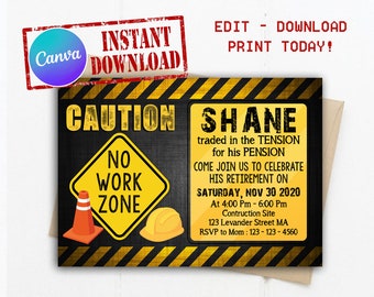 Construction Themed First Birthday Invitation - Etsy