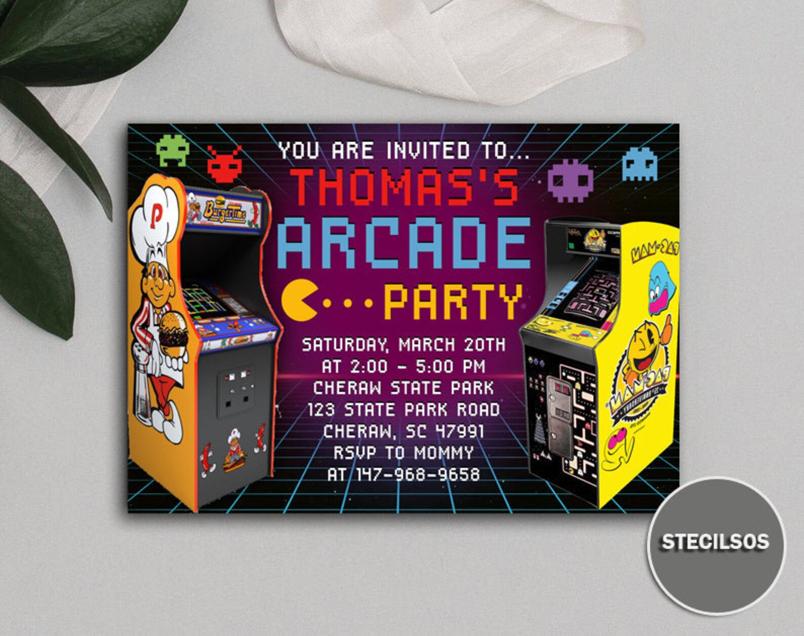 Arcade Invitation Arcade Party Invitation Arcade Birthday | Etsy