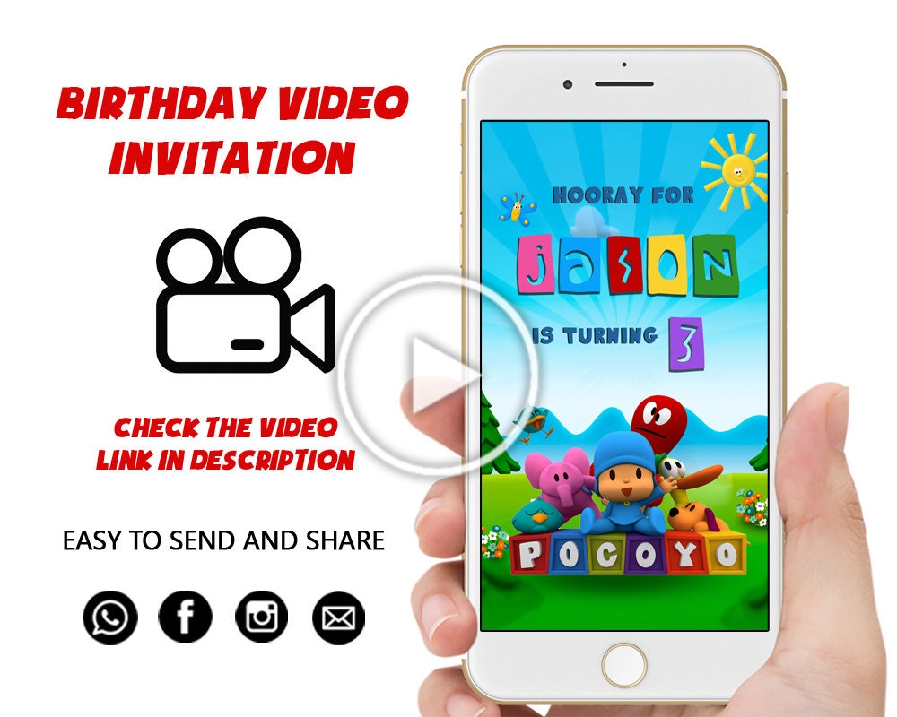 Pocoyo Invitation, Pocoyo Video Invitation, Pocoyo Birthday Party ...