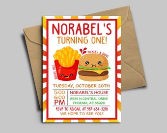 Burger Birthday Invitation | Etsy