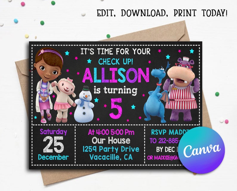 Doc Mcstuffins Invitations, Doc Mcstuffins Birthday Party, Doc ...