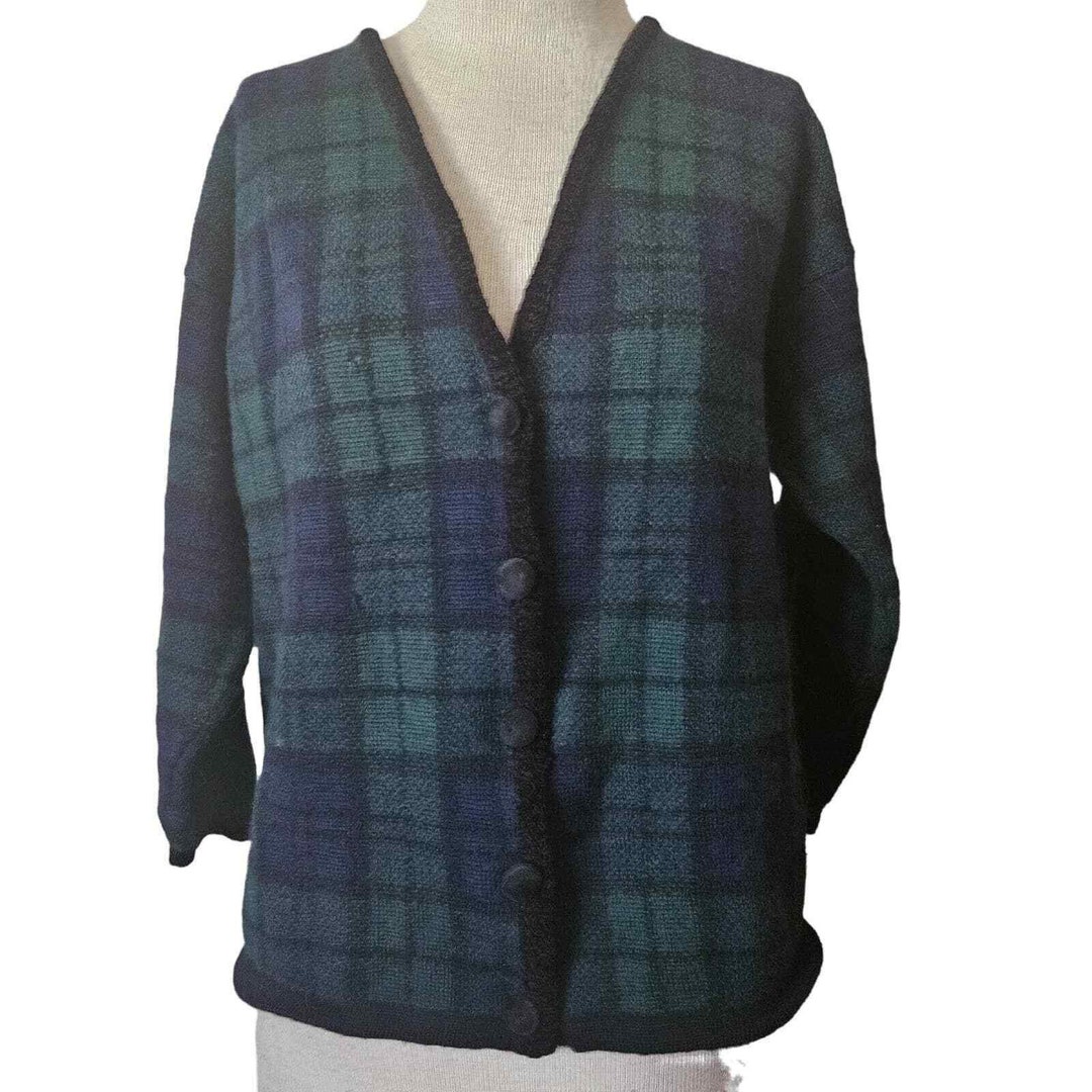 Pendleton Vintage Wool Blue and Green Plaid Sweater Size Medium - Etsy