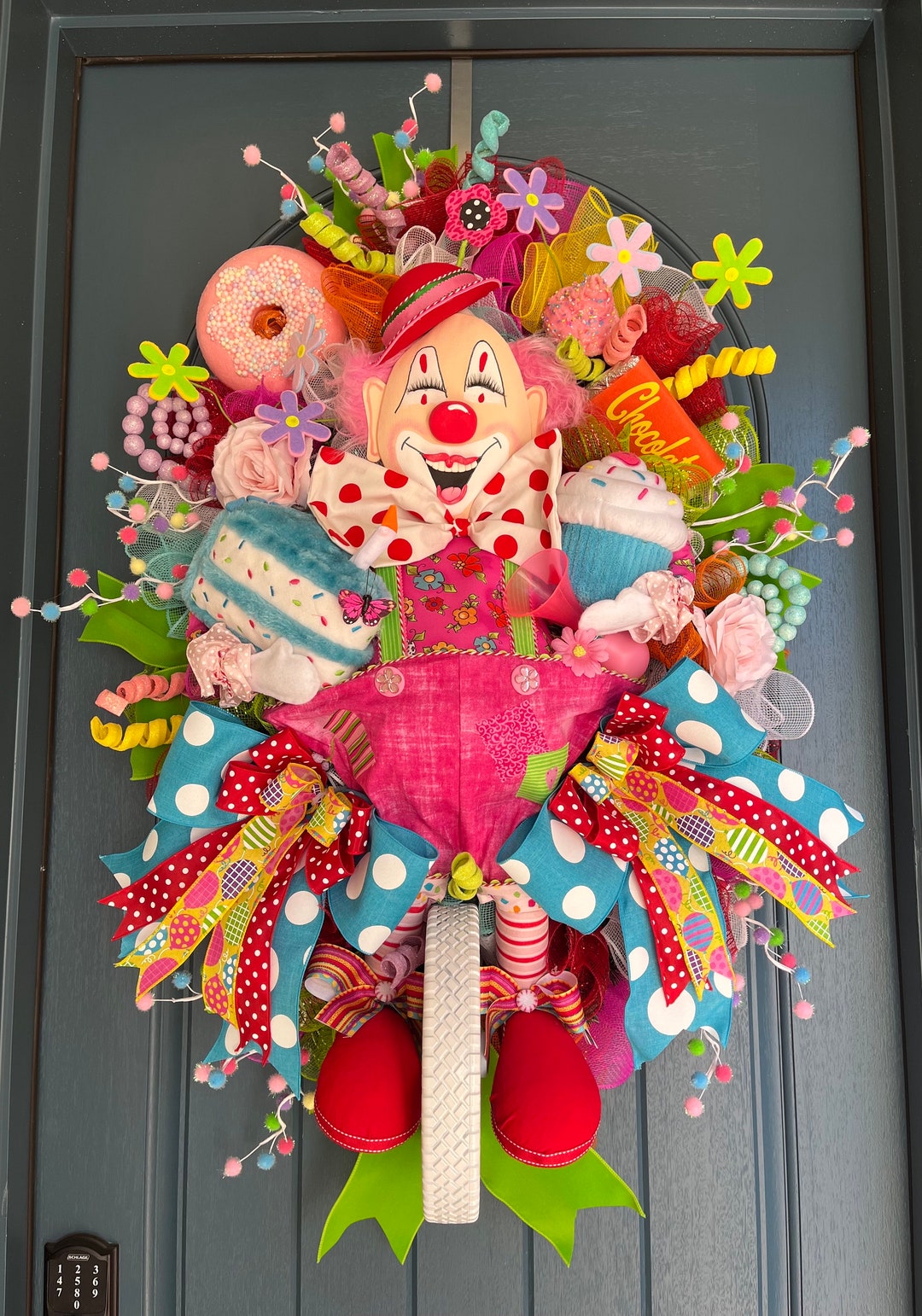 Party Time Wreath, Clown Wreath, Birthday Wreath, Celebration Wreath ...