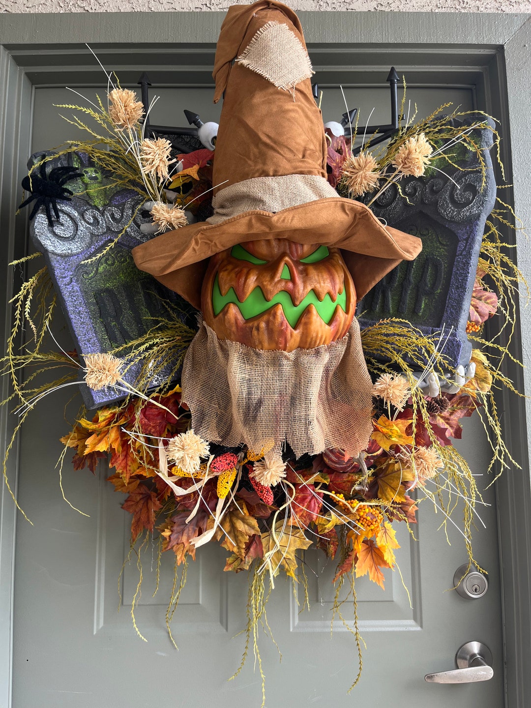 Pumpkin Wreath Scarecrow Wreath Graveyard Wreath Pumpkin - Etsy