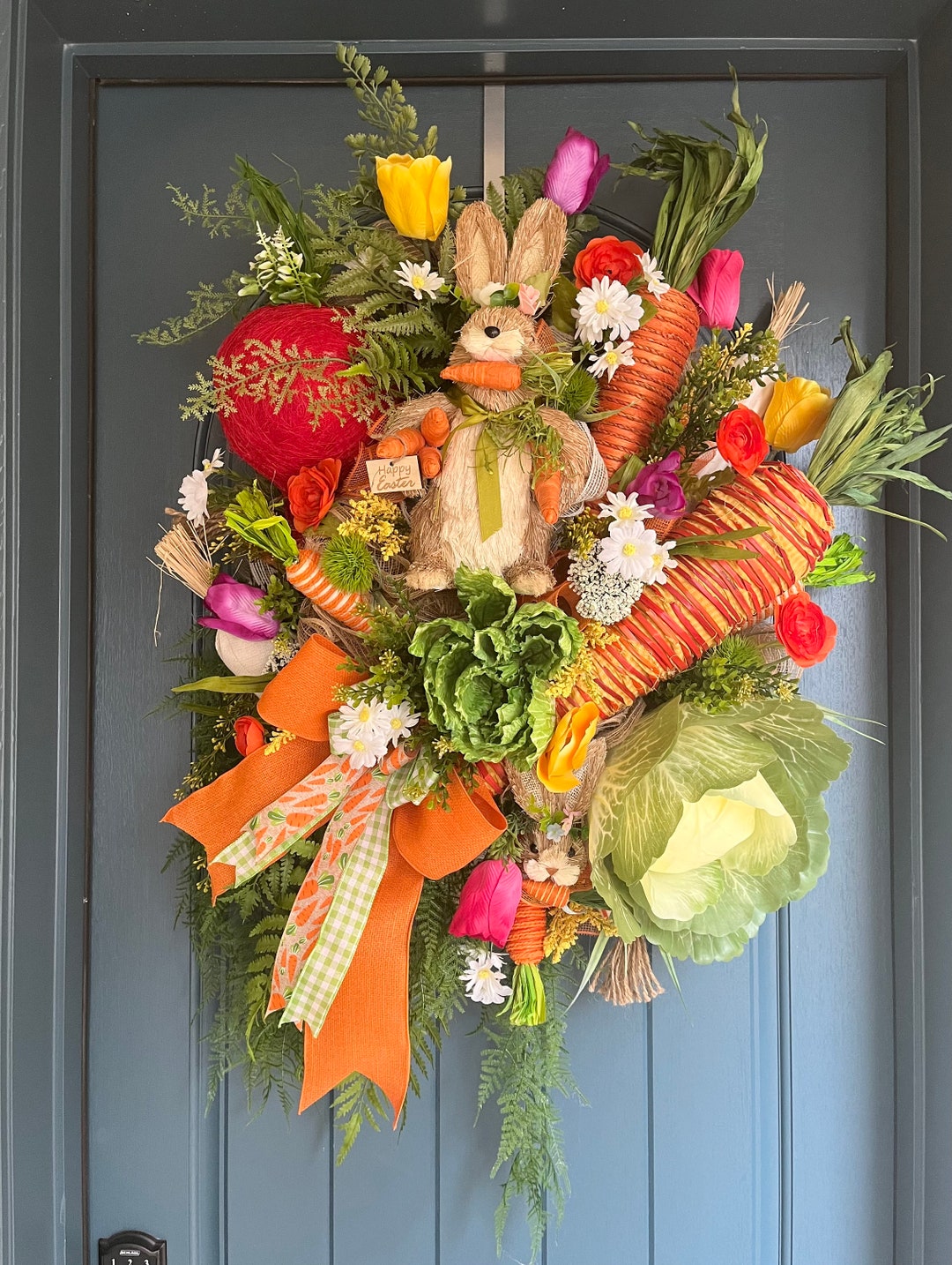 Bunny Wreath, Rabbit With Carrot Wreath, Easter Wreath, Traditional ...