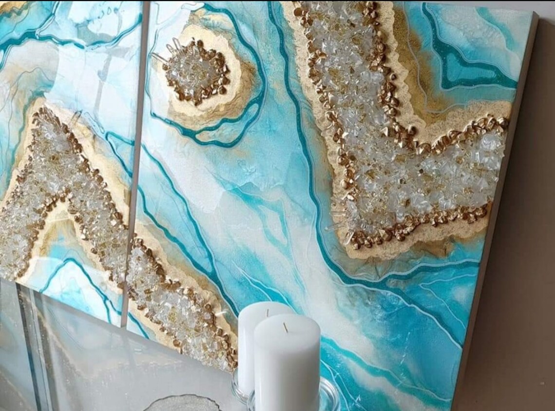 Geode Wall Art. Resin Painting. Wall Hanging / Picture. Ocean - Etsy