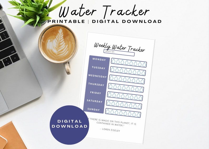 Printable Water Tracker | Printable Customizable Weekly Tracker ...