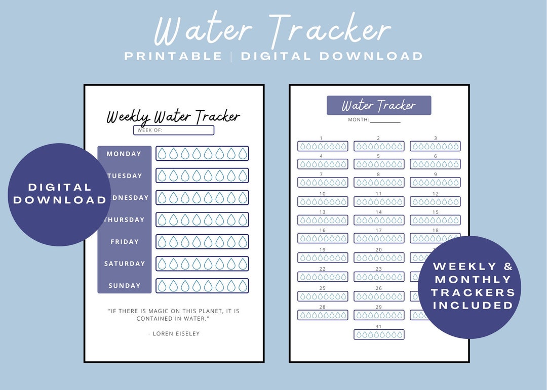 Printable Water Tracker | Printable Customizable Weekly Tracker ...