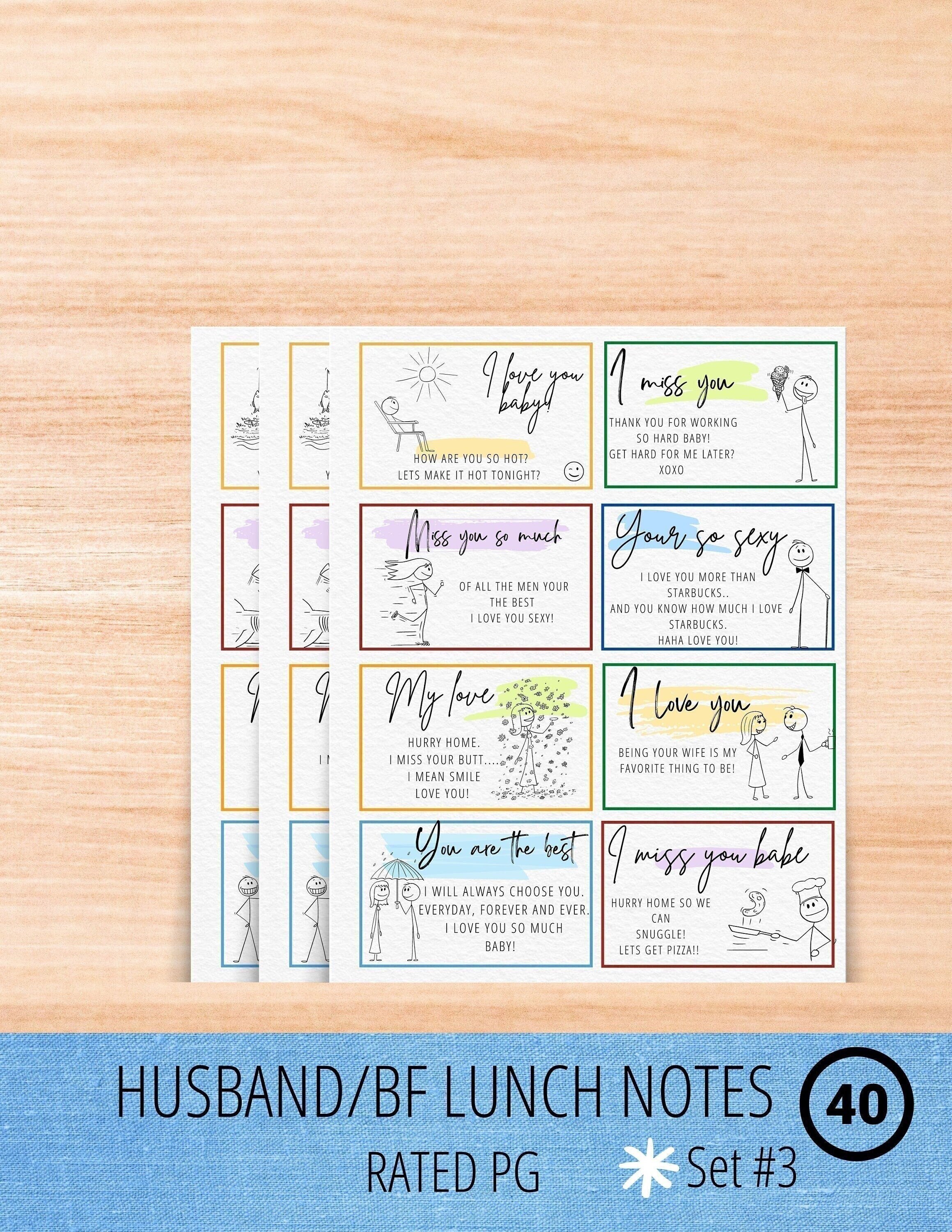 Husband Lunch Notes Set 3 - Etsy