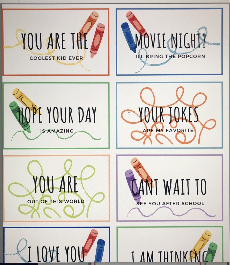 Crayon Lunch Box Notes - Etsy