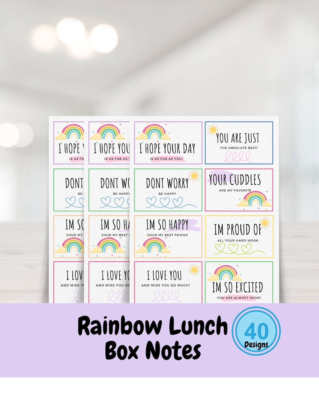 Rainbow Lunch Notes - Etsy
