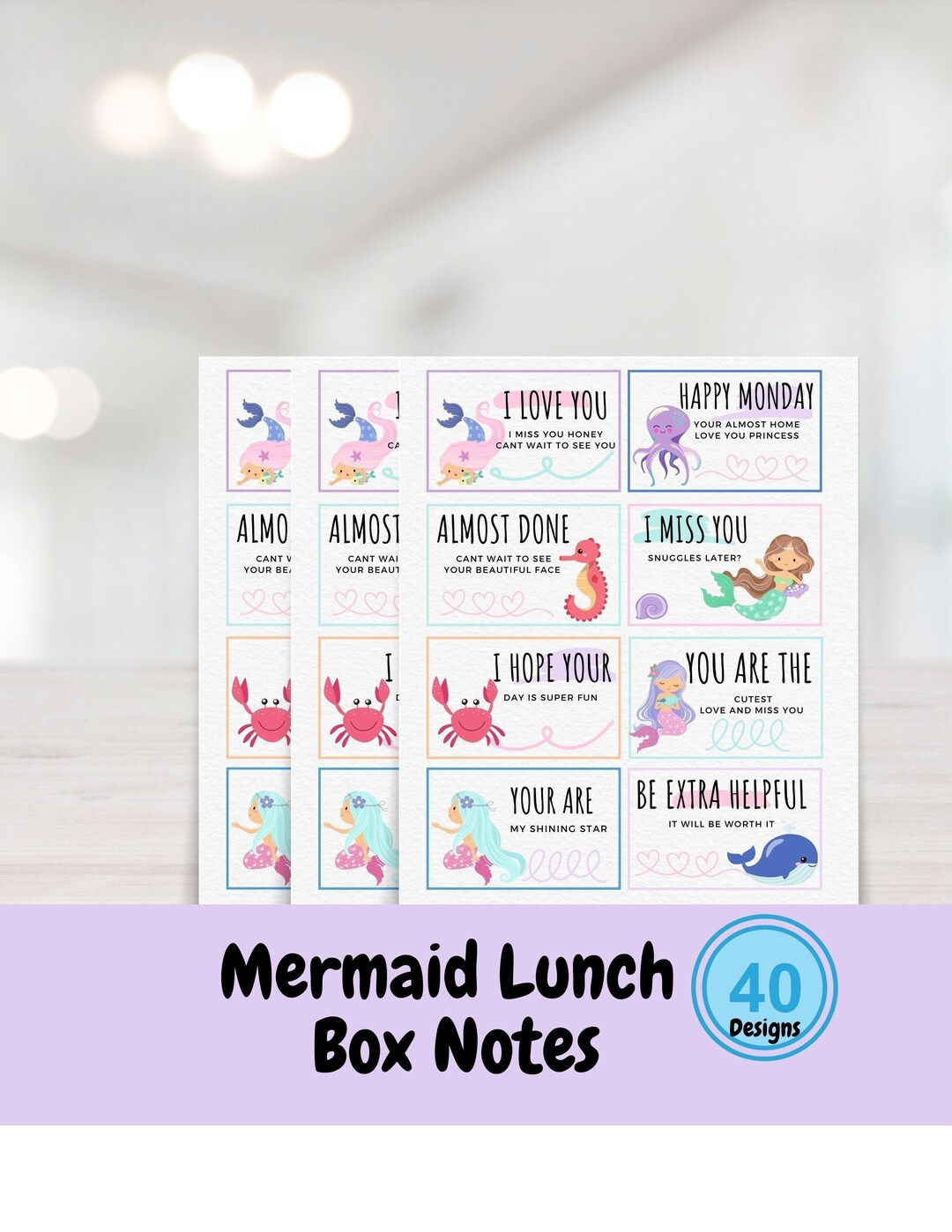 Mermaid Lunch Notes - Etsy