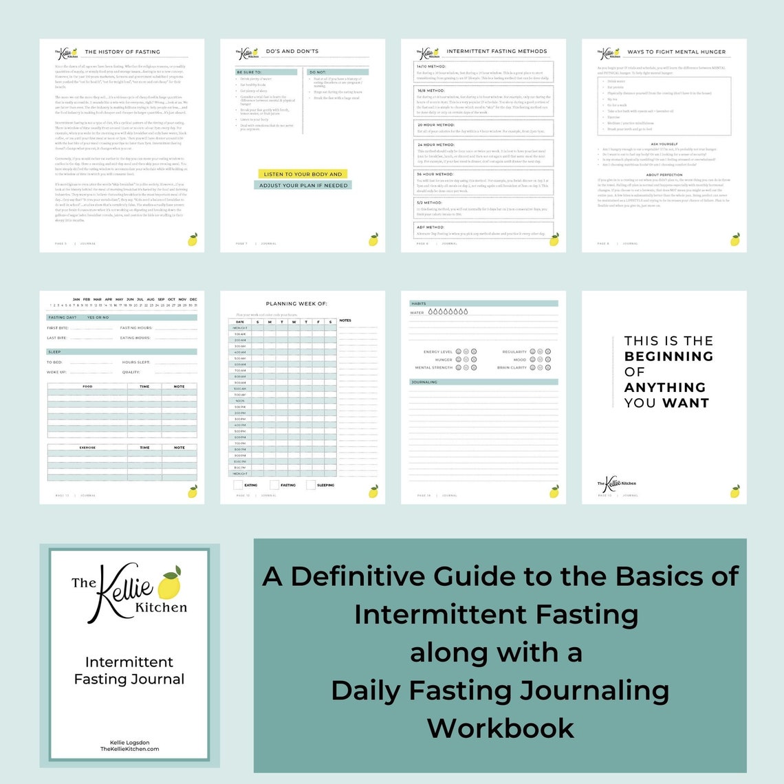 Intermittent Fasting Journal Fasting Workbook Fasting Planner Health ...