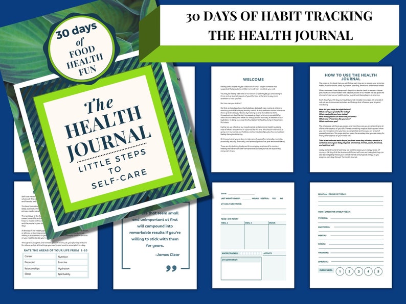 Health Journal Habit Tracker 30 Day Weight Loss Journal Diet Tracker ...