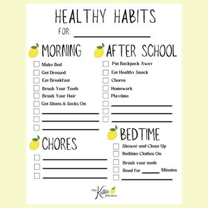 Healthy Habits Checklist, Kids Daily Routine, Printable Daily Routine ...