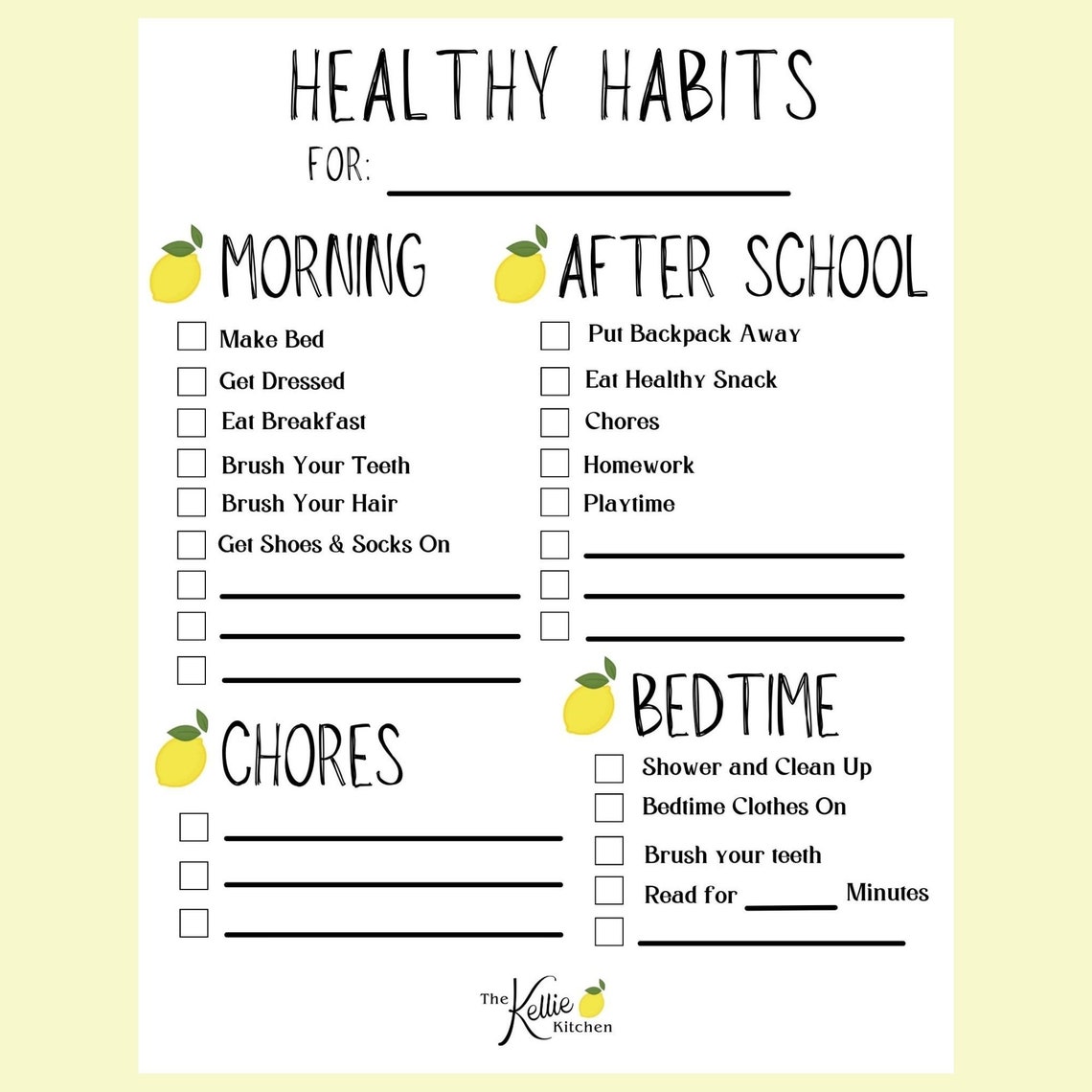 Healthy Habits Checklist, Kids Daily Routine, Printable Daily Routine ...