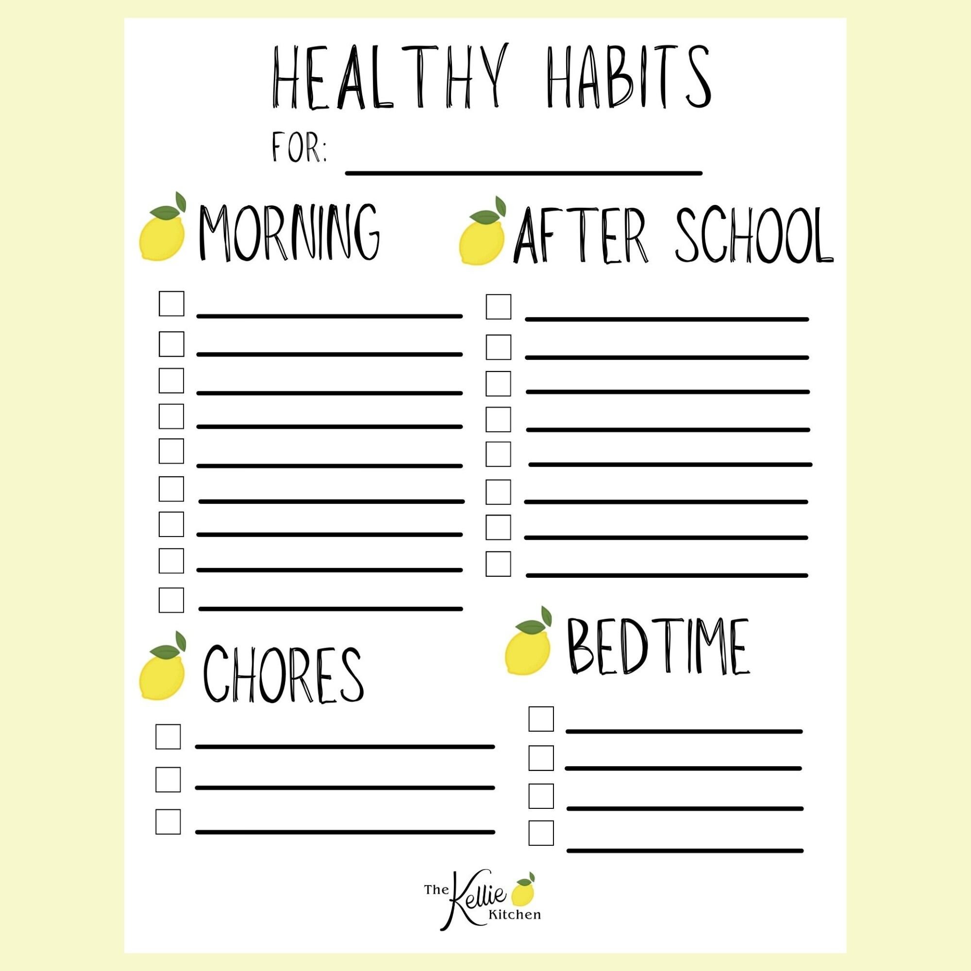 Healthy Habits Checklist, Kids Daily Routine, Printable Daily Routine ...