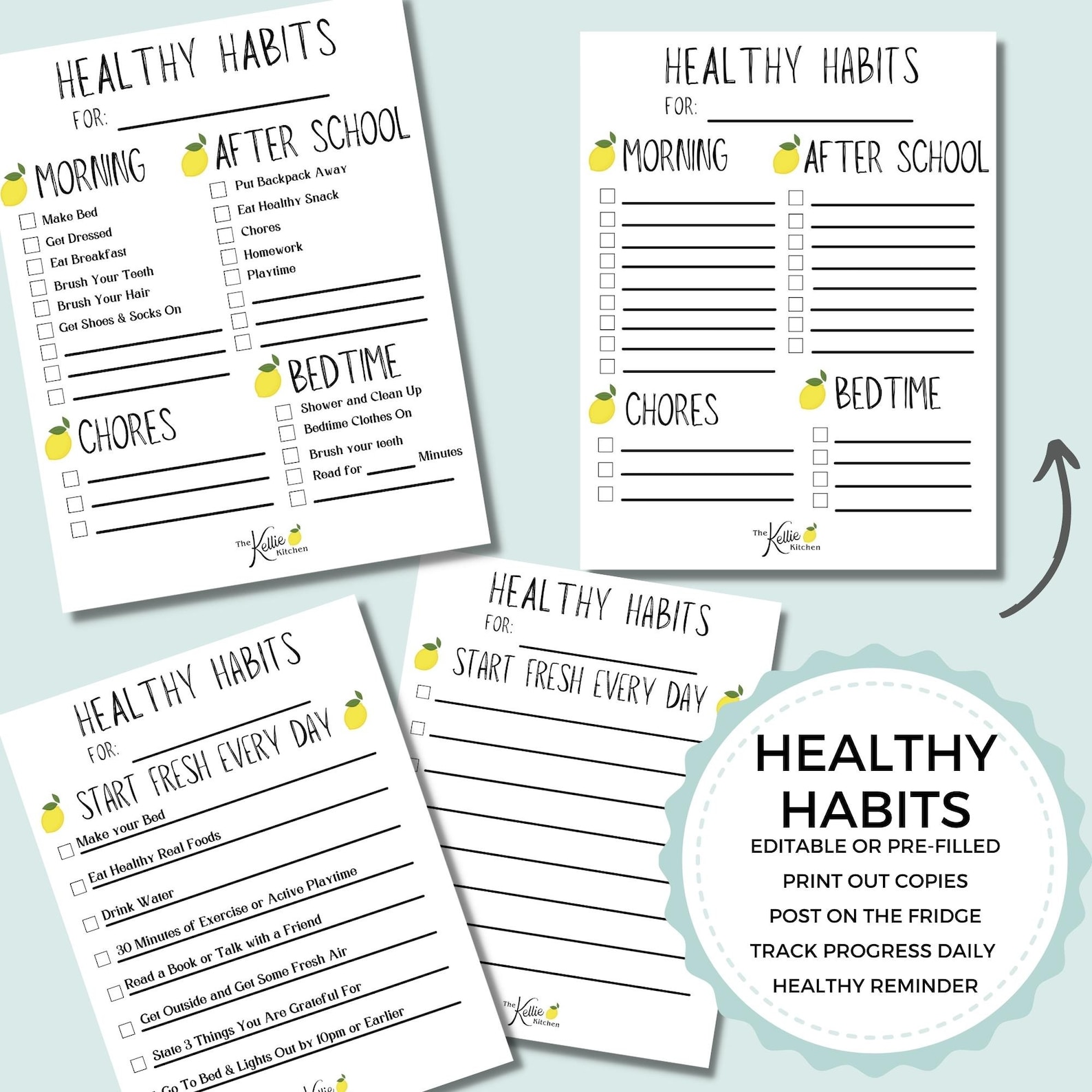 Healthy Habits Checklist, Kids Daily Routine, Printable Daily Routine ...
