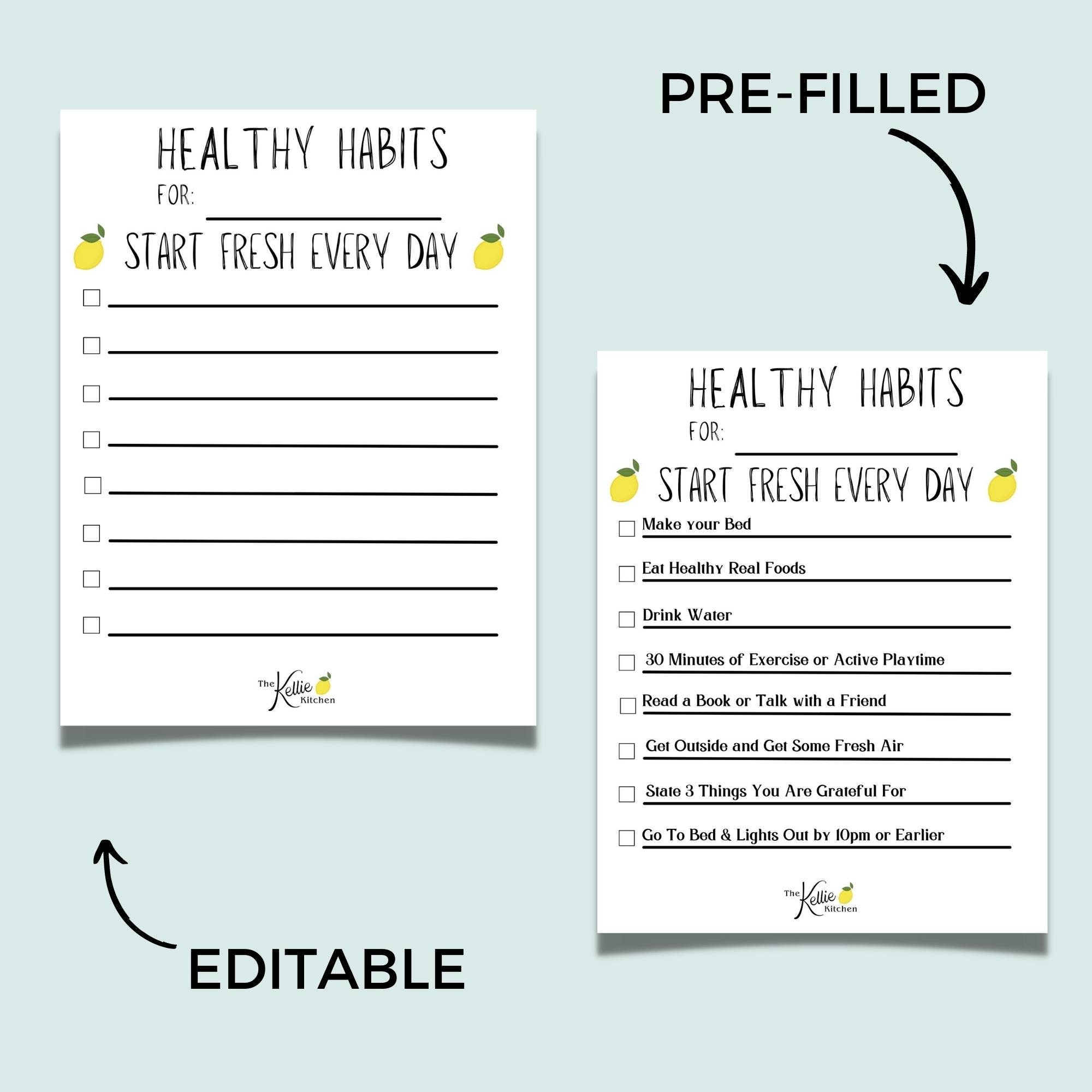 Healthy Habits Checklist, Kids Daily Routine, Printable Daily Routine ...