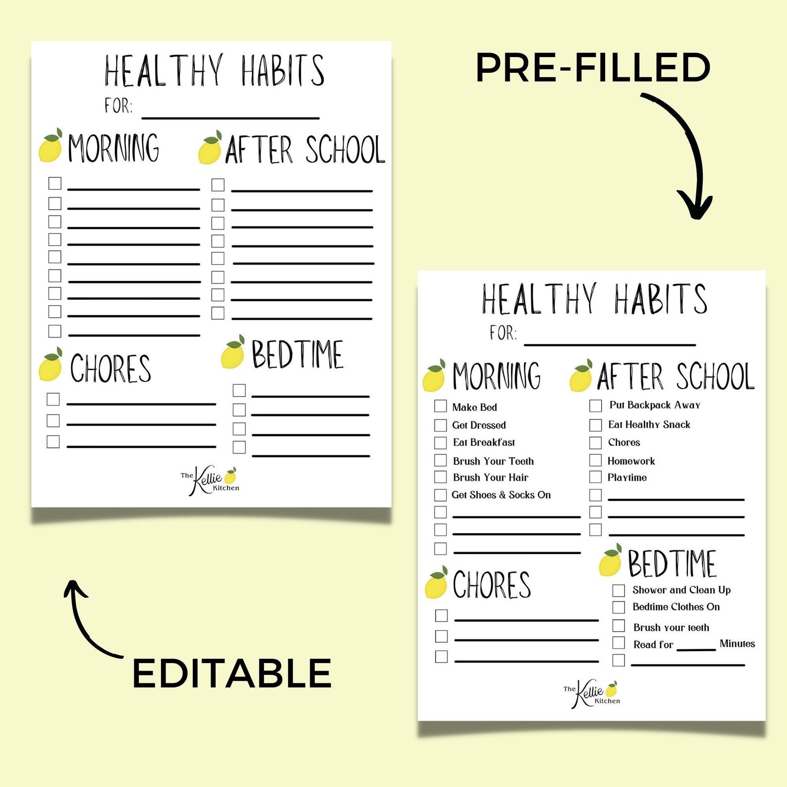 Healthy Habits Checklist, Kids Daily Routine, Printable Daily Routine ...