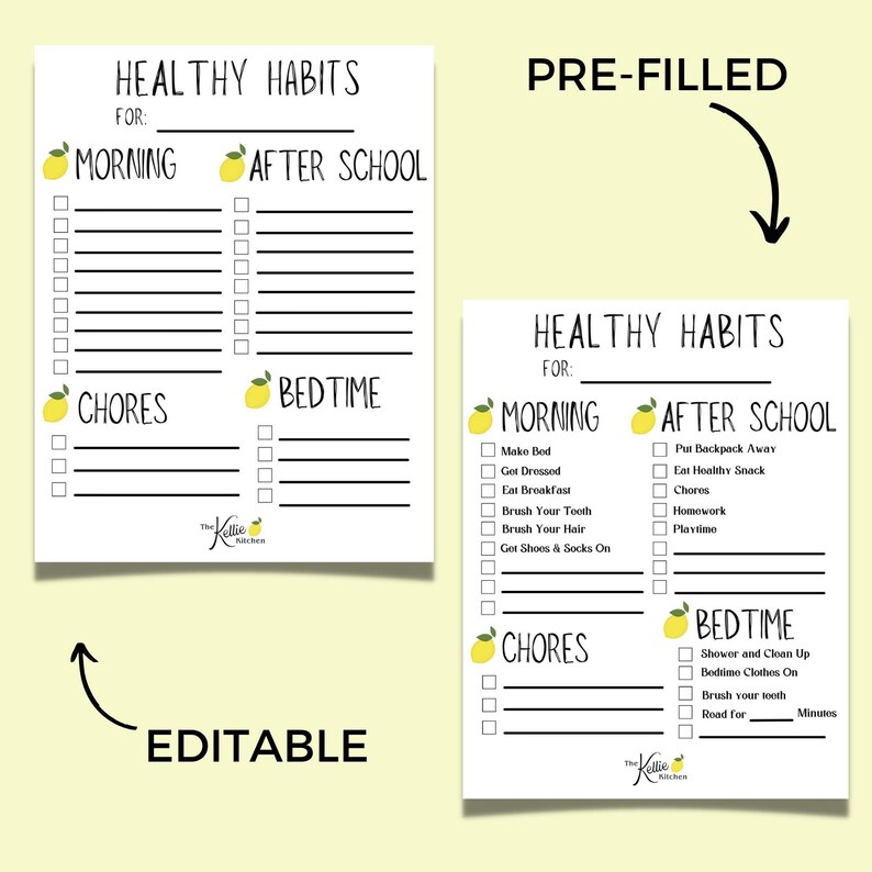 Healthy Habits Checklist, Kids Daily Routine, Printable Daily Routine ...