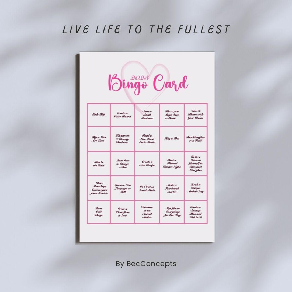 2025 Bingo Card Vision Board Viral Tiktok Trend Goals Manifest Your ...