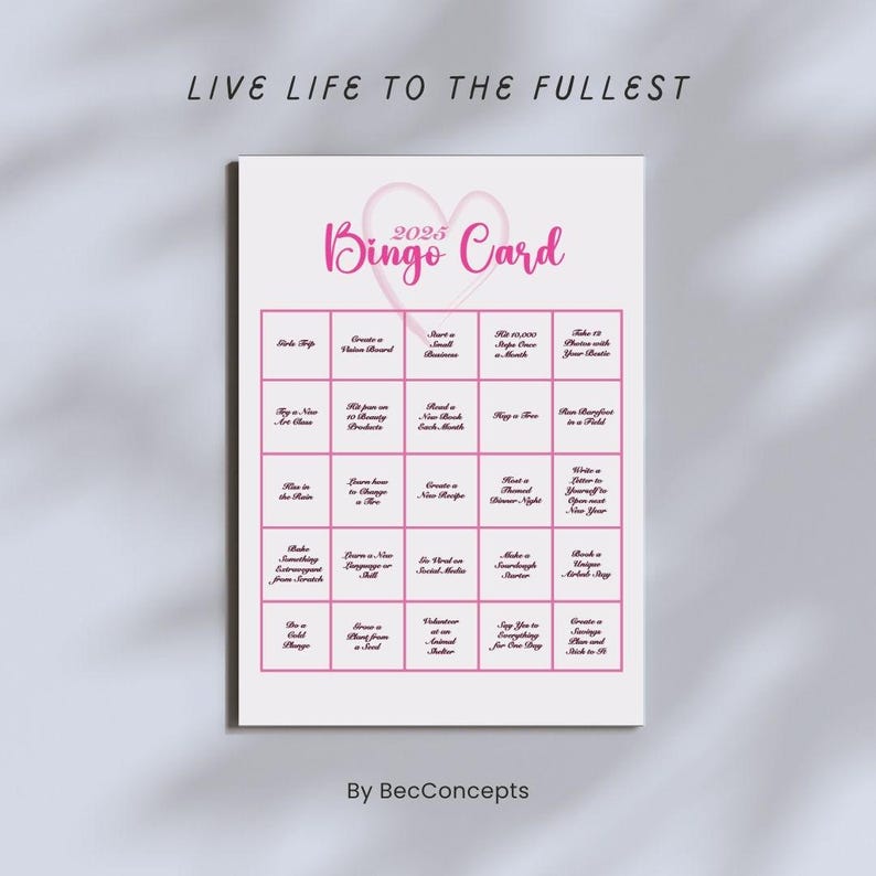 2025 Bingo Card Vision Board Viral Tiktok Trend Goals Manifest Your ...