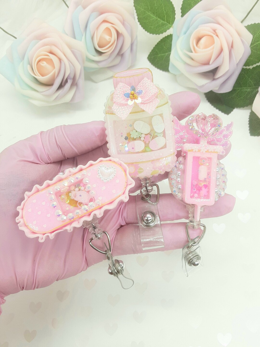 Kawaii Pastel Sakura Nurse Badge Reel Shaker Cloth Accessory - Etsy