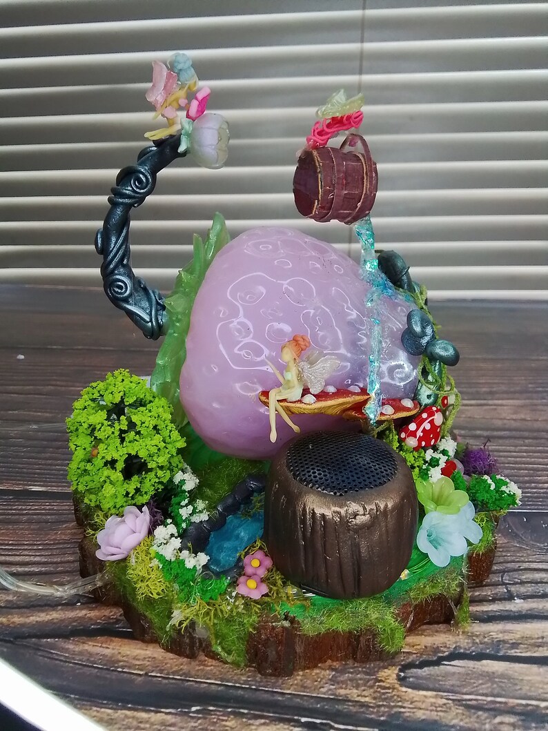 Fairy Workshop Lighted up Diorama With Bluetooth Speaker Tree Trunk - Etsy