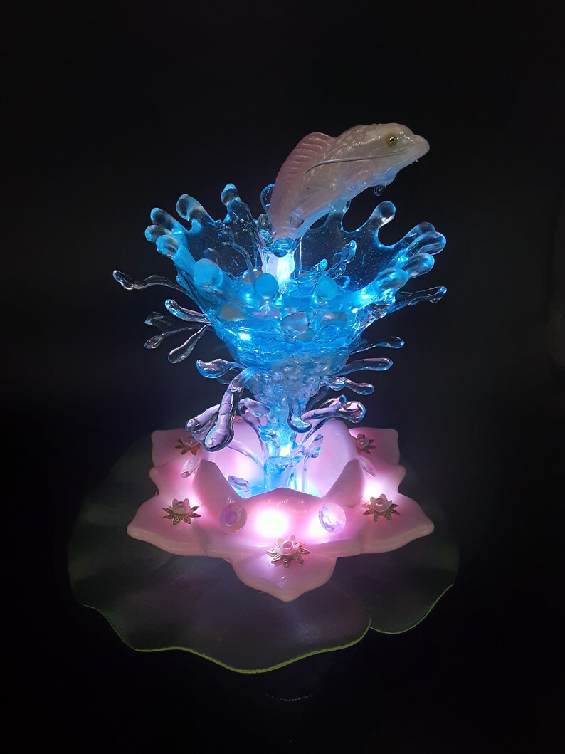 Lotus Koi Fish Water Splash Night Lamp Glow in the Dark Decor - Etsy