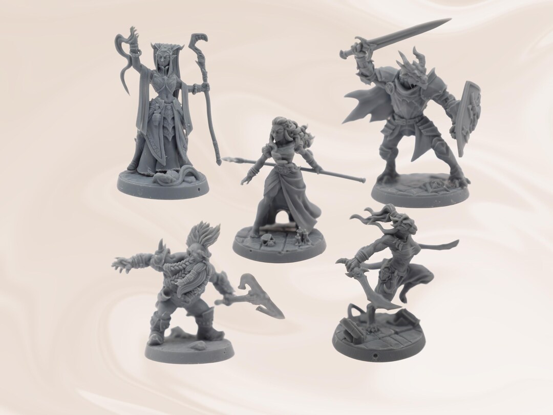 3D Printed Dnd Miniatures Set – Arcane & Stealth Party, Resin ...