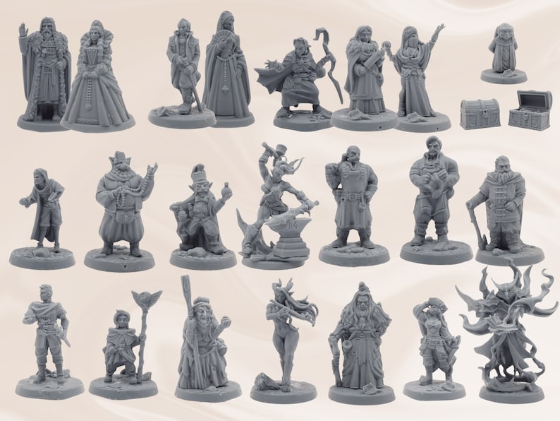 Dnd NPC Miniatures 24pc Variety Set Dungeons and Dragons Mini Pack 28mm ...