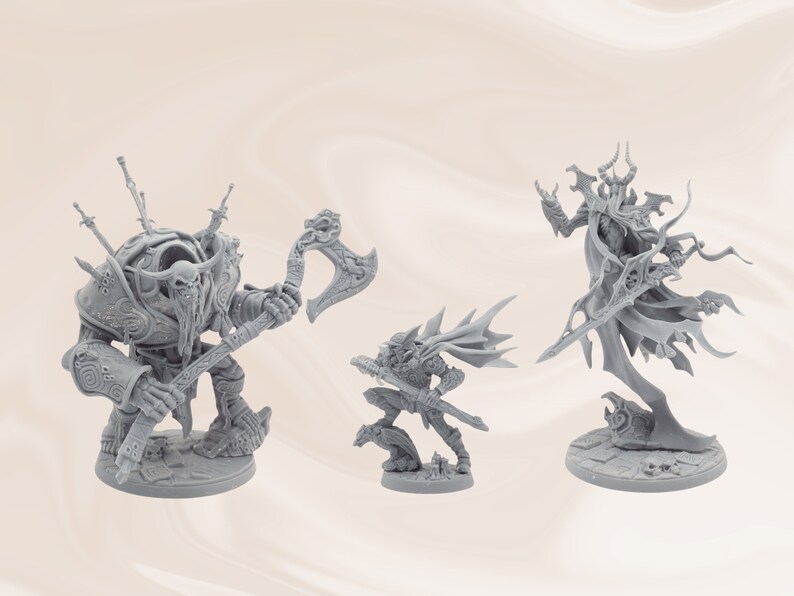 Dnd Undead Boss Miniatures 3pc Pack Dungeons and Dragons Mini Set 28mm ...