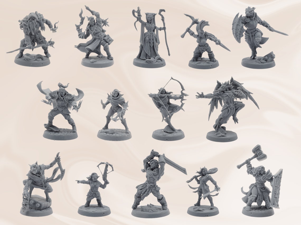 Dnd Hero Miniatures 14pc Starter Set 4 Dungeons and Dragons Mini Pack ...