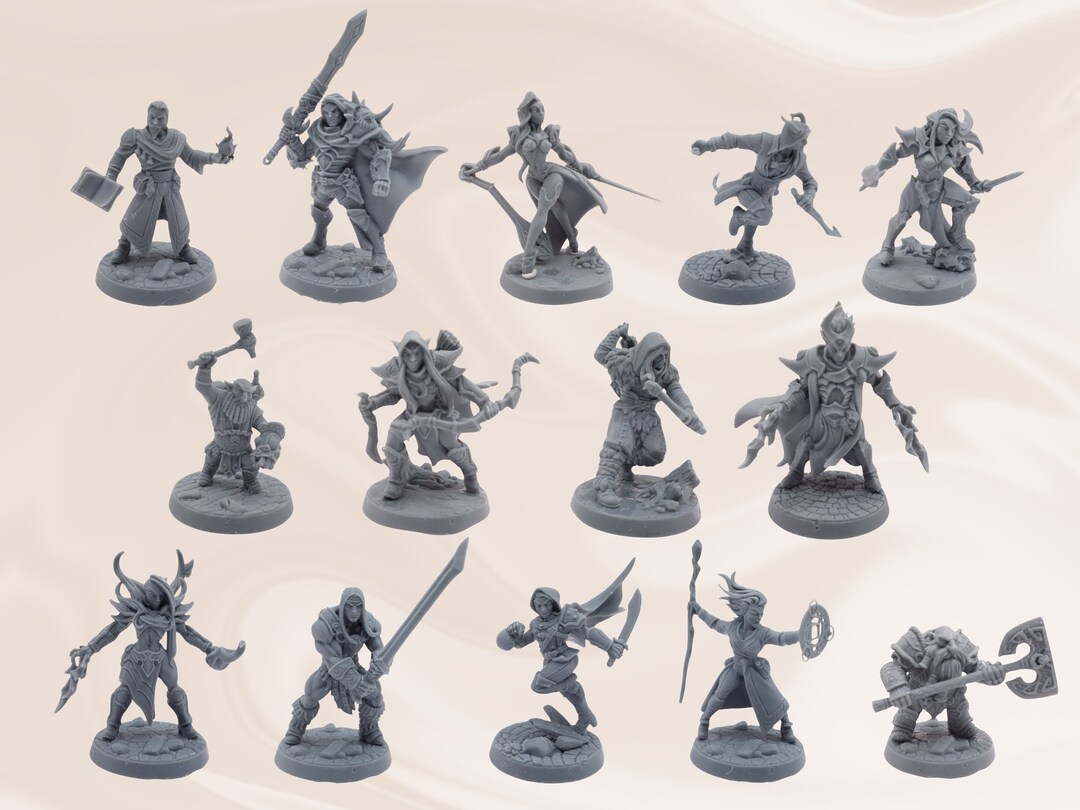 Dnd Hero Miniatures Set | 3D Printed 28mm Adventuring Group - Etsy