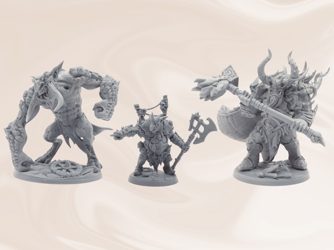 Dnd Orc Boss Miniatures 3pc Pack Dungeons and Dragons Mini Set 28mm ...