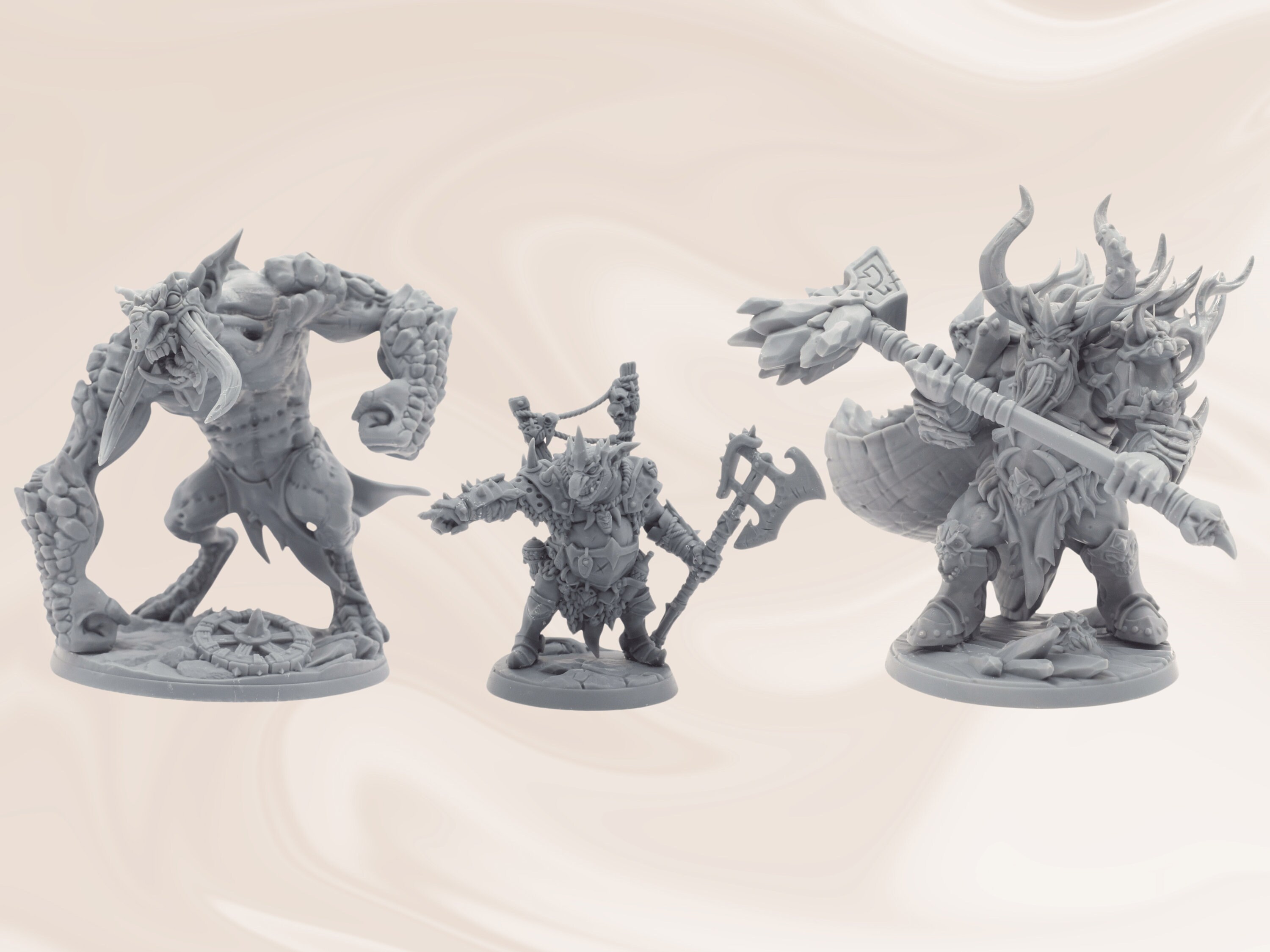 Dnd Orc Boss Miniatures 3pc Pack Dungeons and Dragons Mini Set 28mm ...