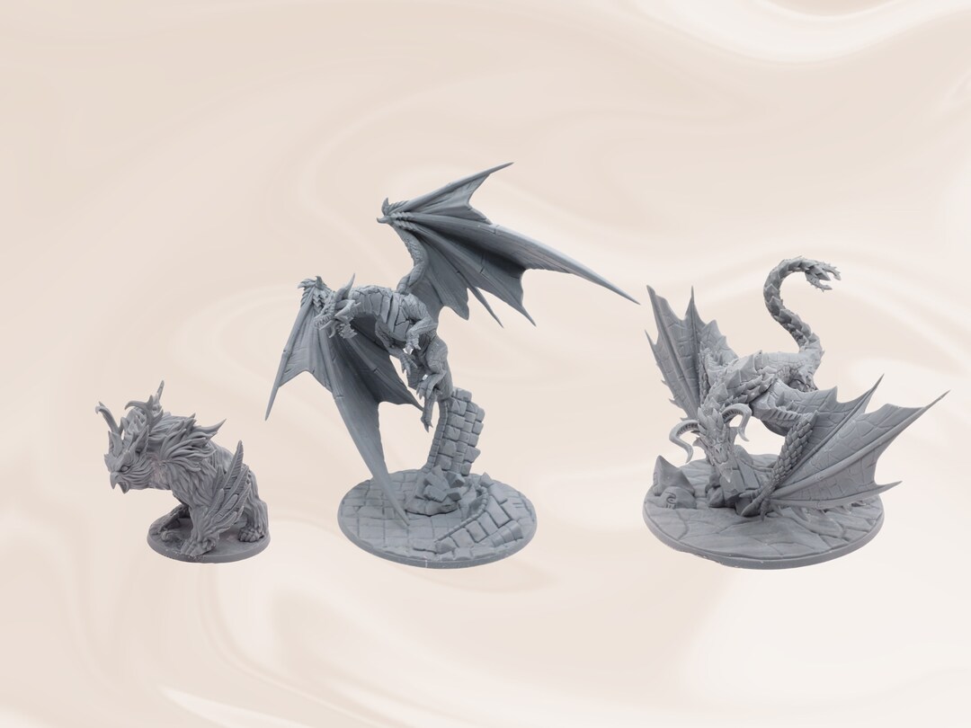 Dnd Dragon Boss Miniatures 3pc Pack Dungeons and Dragons Mini Set 28mm ...