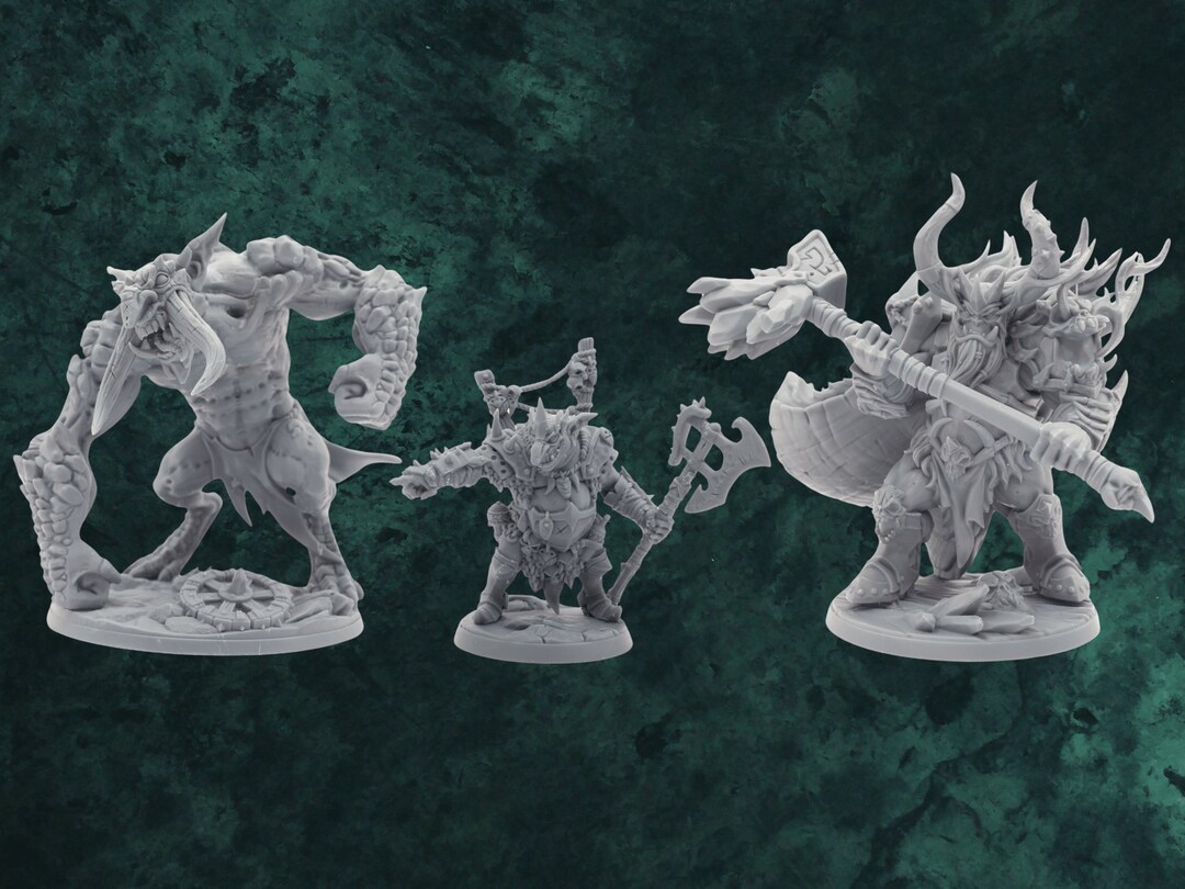 Dnd Orc Boss Miniatures 3pc Pack Dungeons and Dragons Mini Set 28mm ...