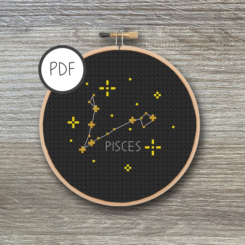 Pisces Cross Stitch Pattern Constellation | Star Signs, Stars, Zodiac ...
