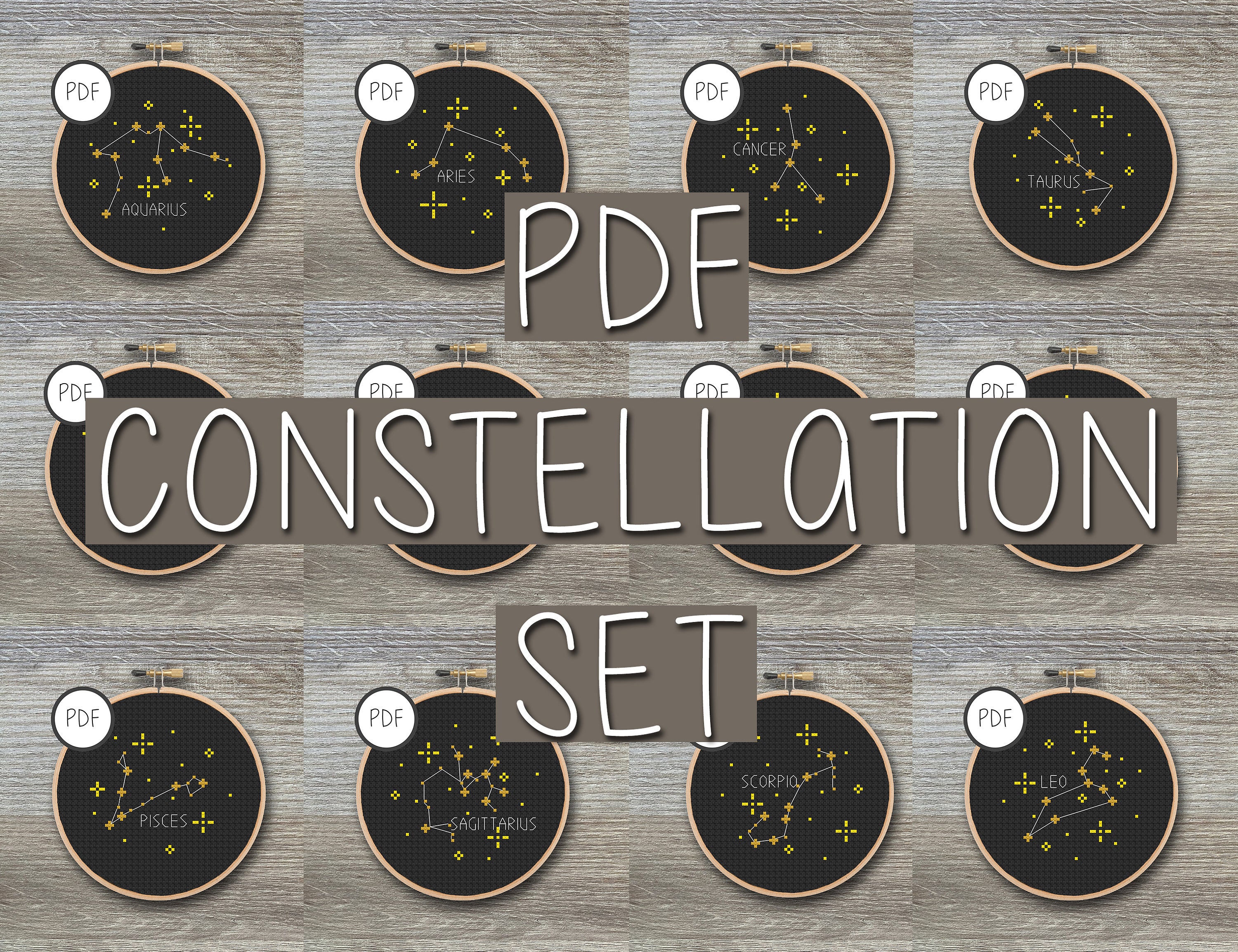 Constellation Set Cross Stitch Pattern | Star Signs, Stars, Zodiac ...