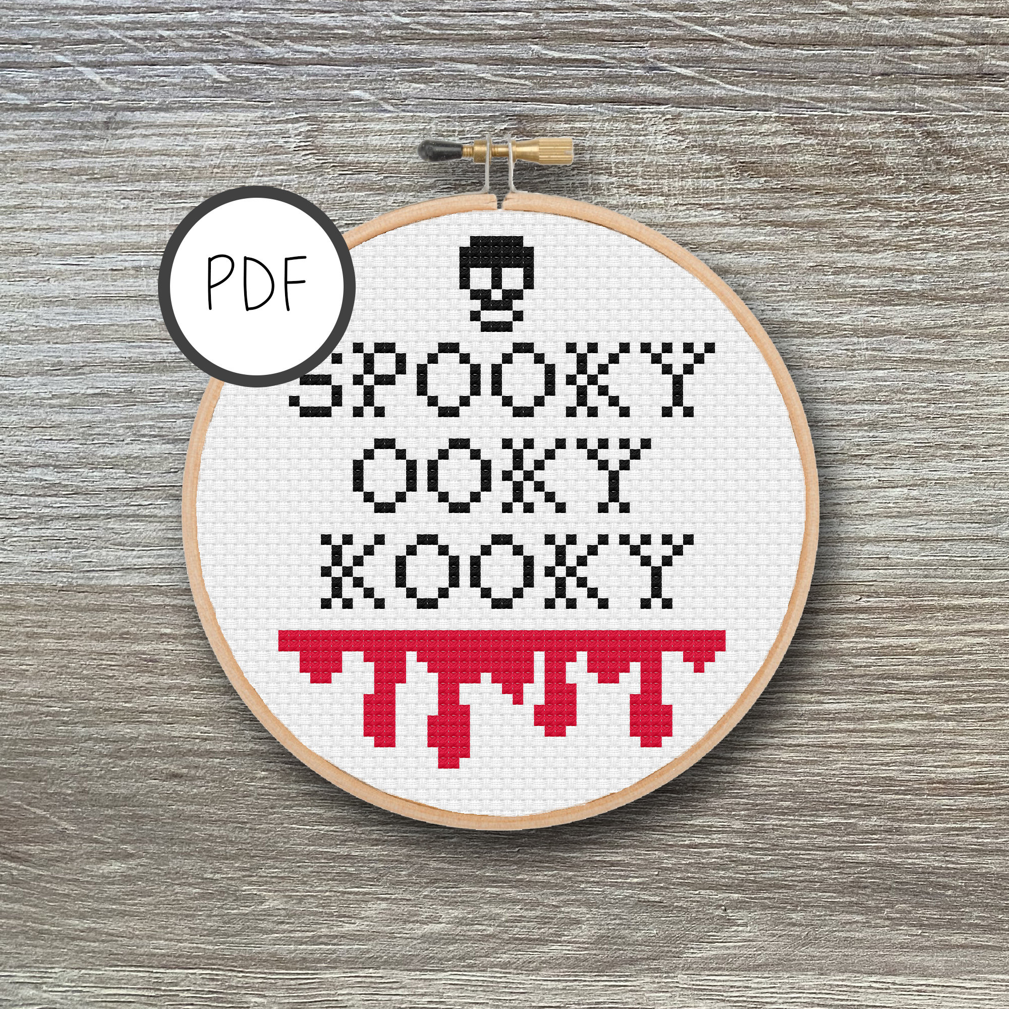 Spooky Ooky Kooky Cross Stitch Pattern | PDF, Halloween, Spooky, Skull ...