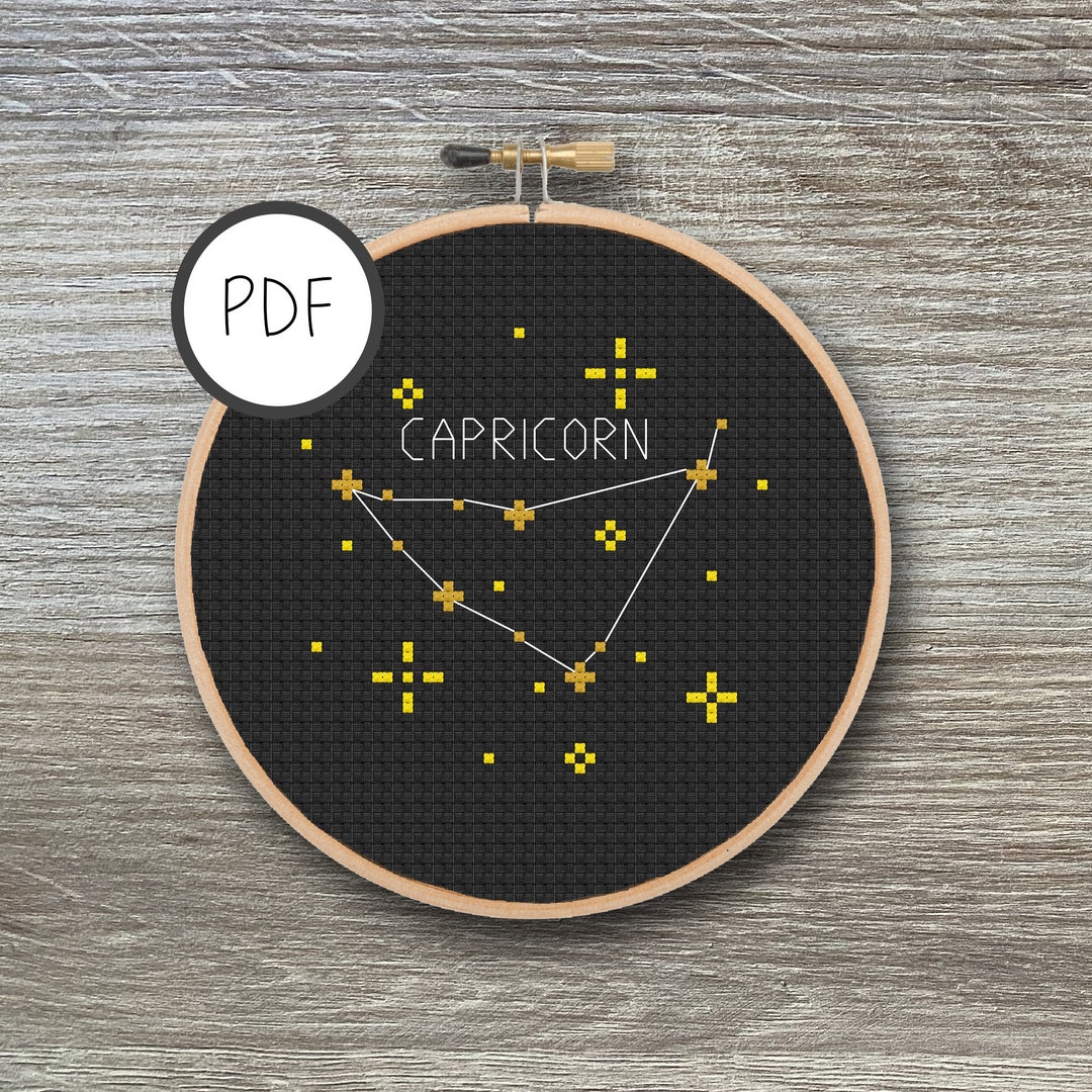 Capricorn Cross Stitch Pattern Constellation | Star Signs, Stars ...