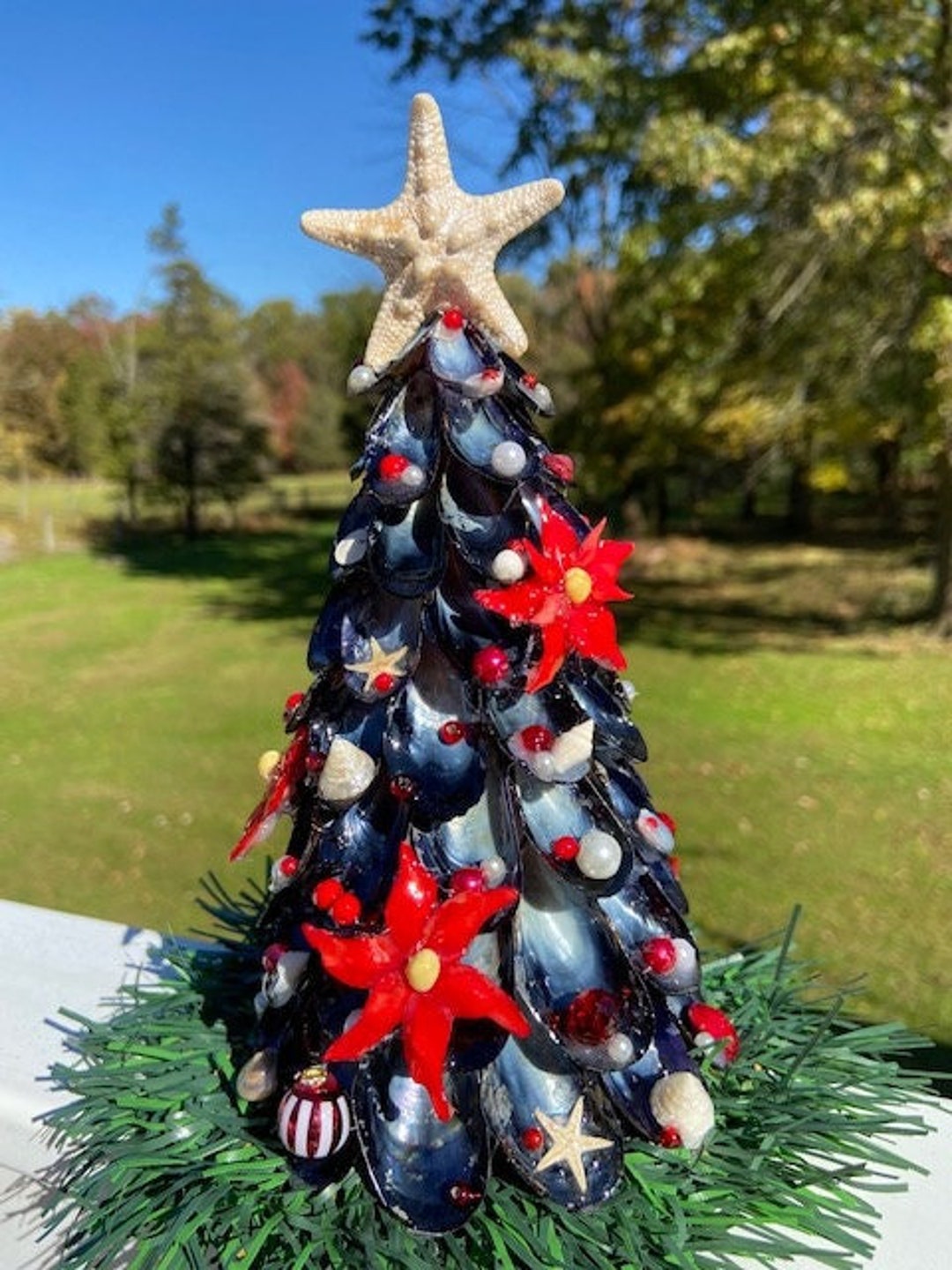 Deep Blue Mussel Shell Christmas Tree - Etsy